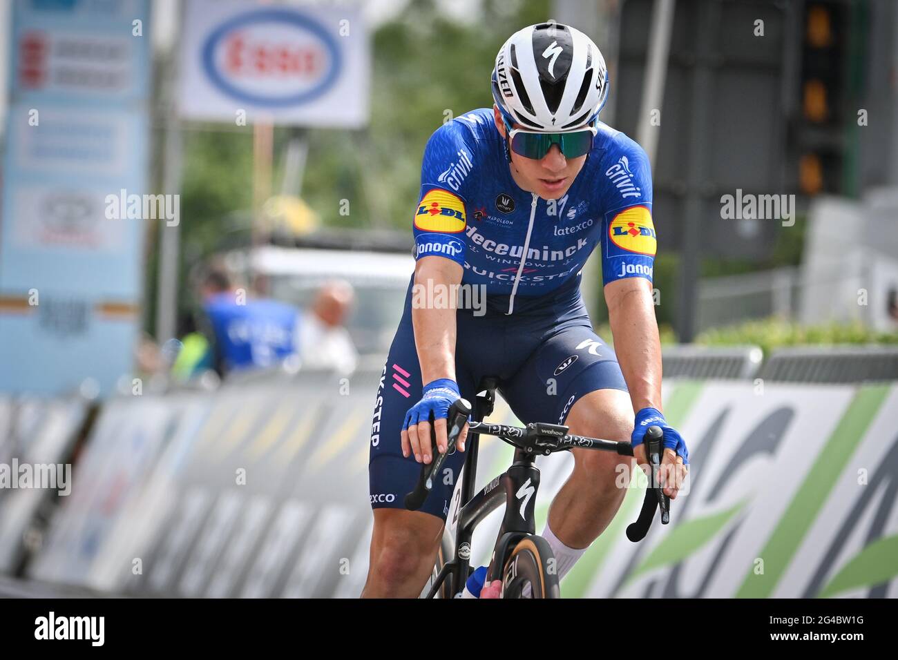 Belgian Remco Evenepoel of Deceuninck - Quick-Step crosses the finish ...