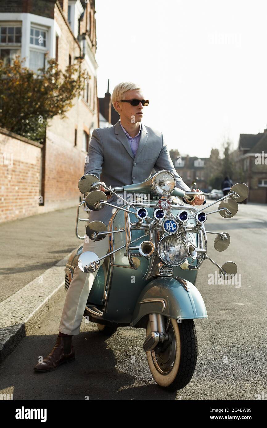 GREAT BRITAIN / England / London /Young mod on vespa scooter in London ...