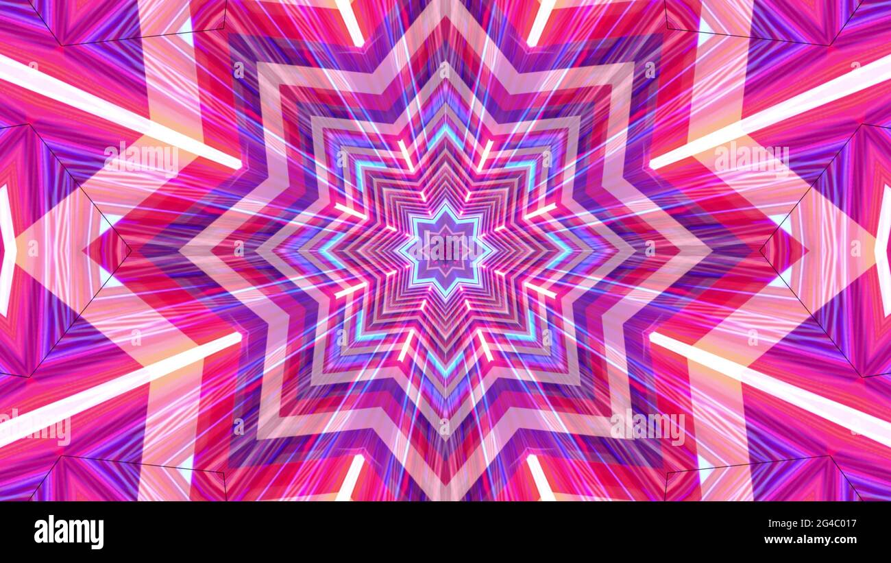 A kaleidoscope background with bright patterns, pink and pur colors ...