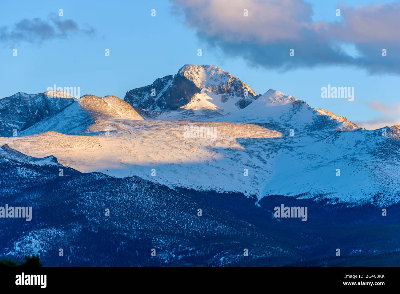 Longs Peak - A Spring sunset view of north side of Longs Peak, as seen ...