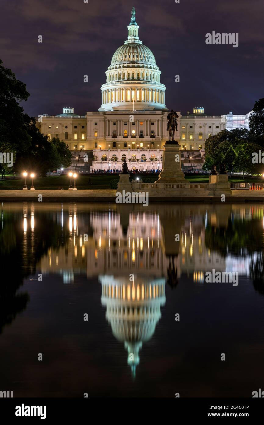 The Capitol at Night - A night vertical view of west side of U.S ...