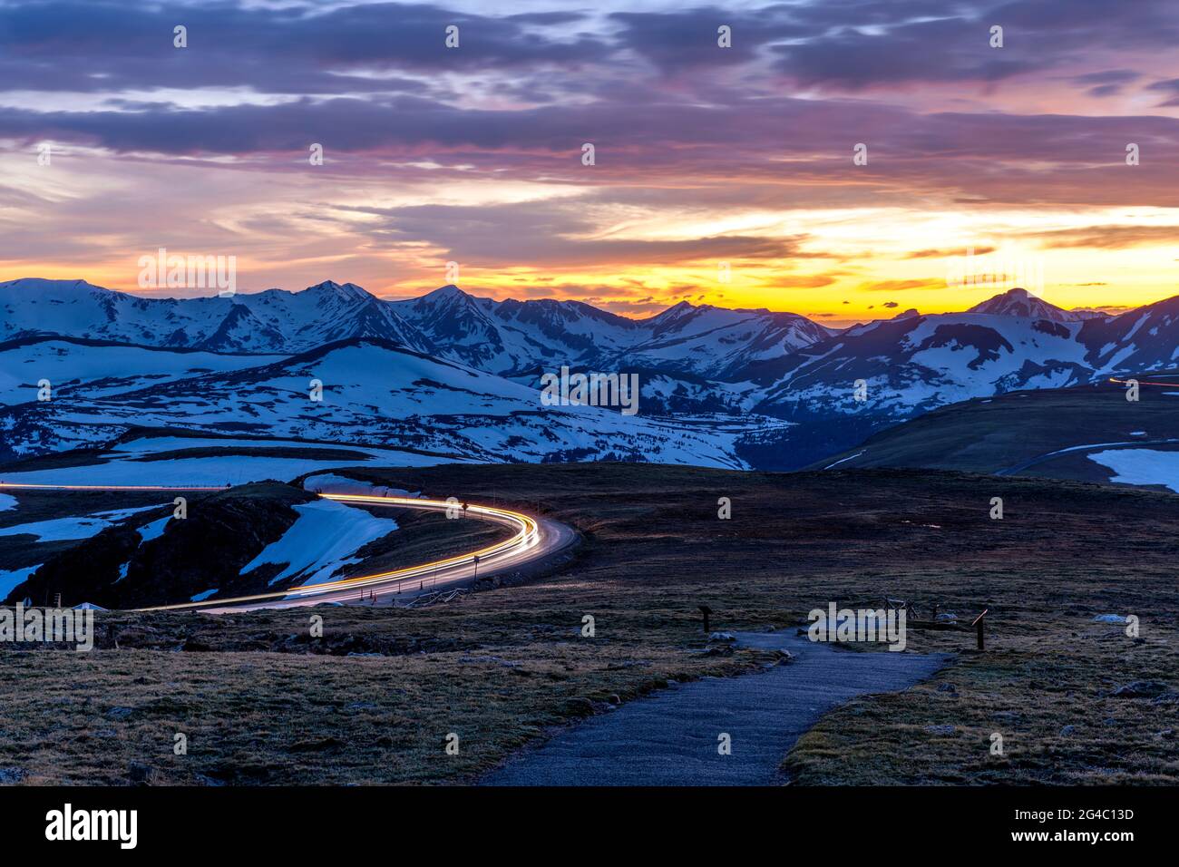 Trail Ridge Road - A Spring dusk view of a section of Trail Ridge Road ...