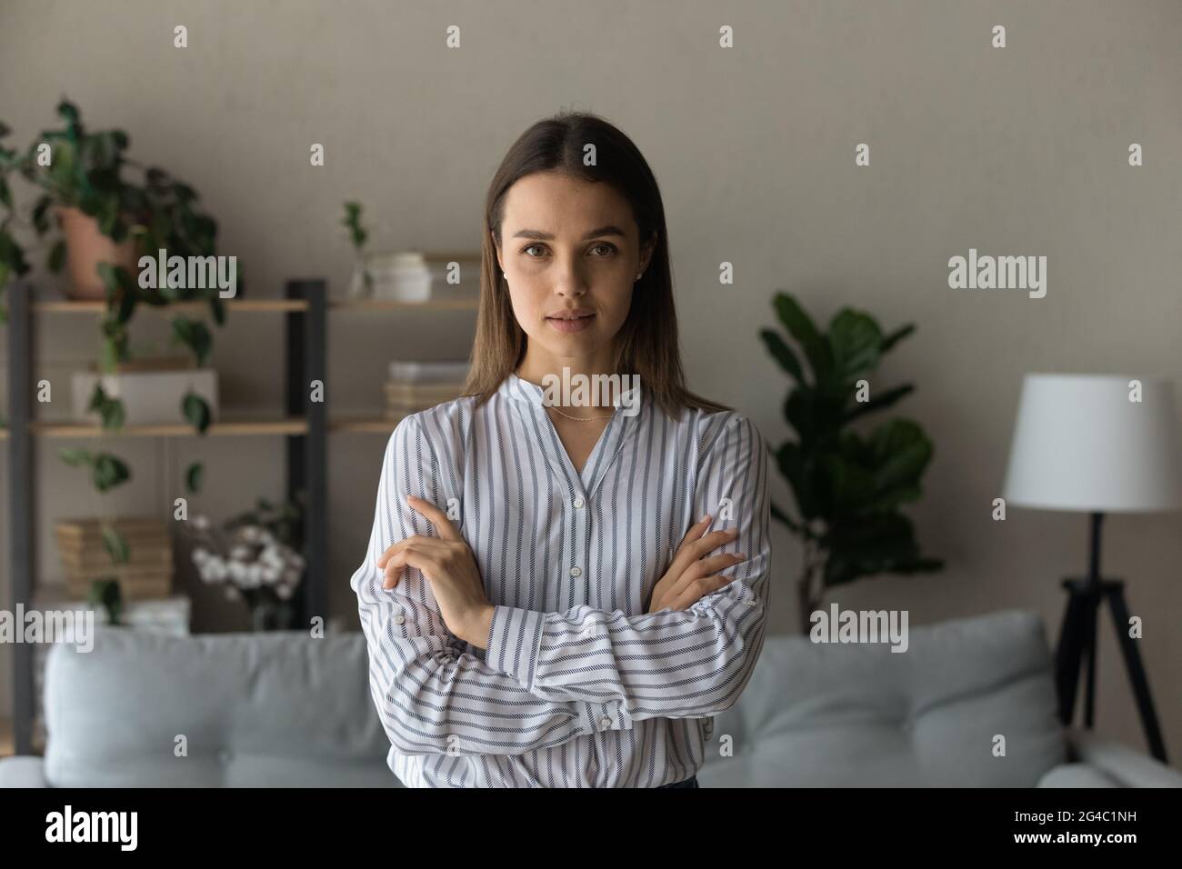 Portrait of confident beautiful millennial generation woman Stock Photo ...