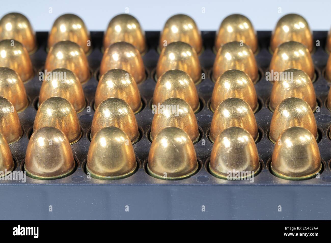 close up pack of bullet 11 mm or .45 acp FMJ (Full Metal Jacket ) ready ...