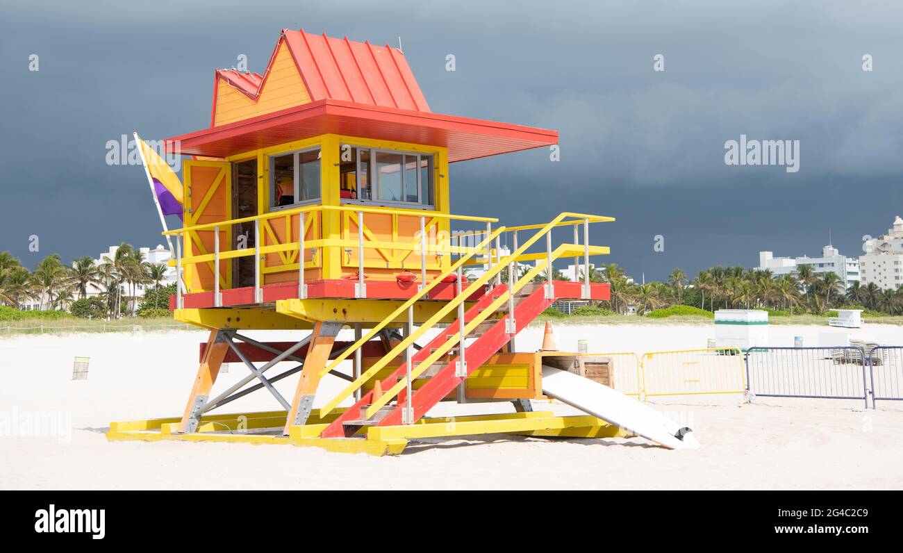Miami beach lifeguard tower station. Lifeguard tower in Miami, USA ...