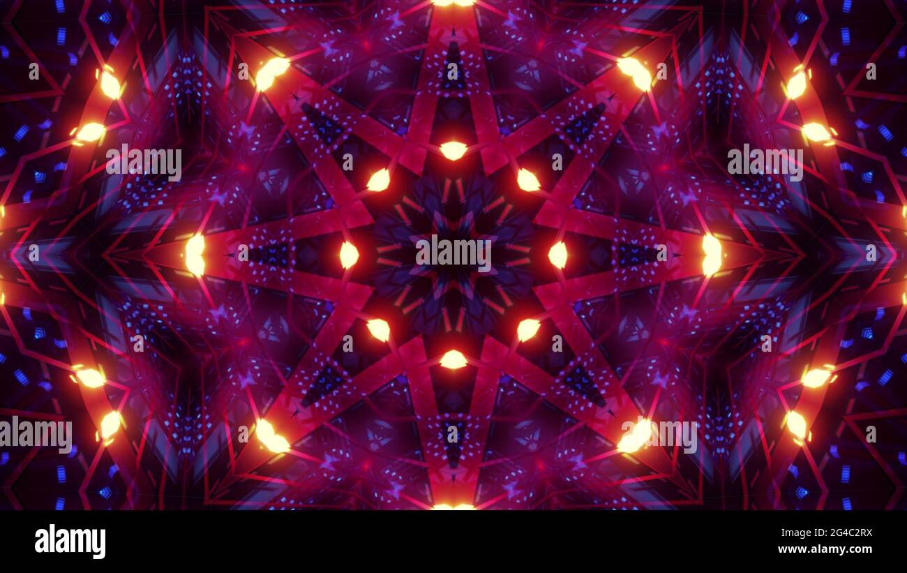 A kaleidoscope background with bright patterns, pink and blue colors ...