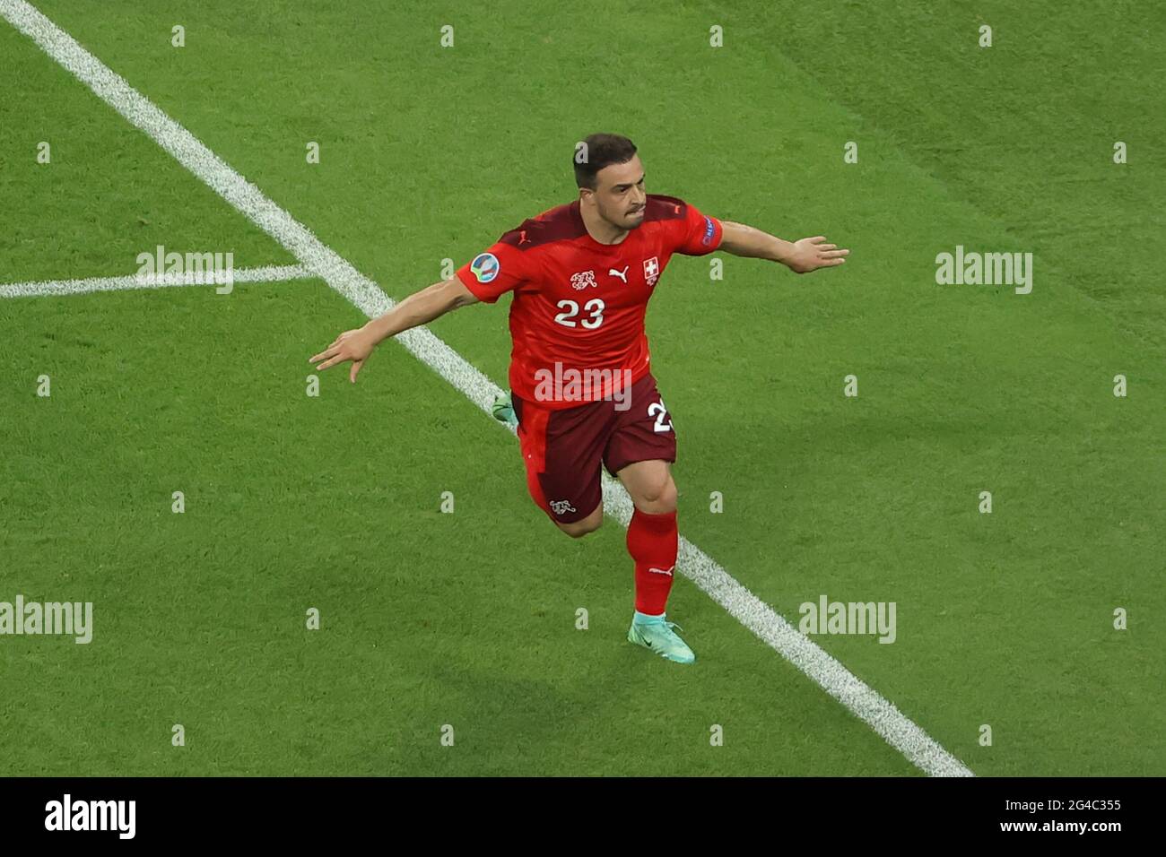 BAKU, AZERBAIJAN - JUNE 20: Xherdan Shaqiri of Switzerland celebrating ...