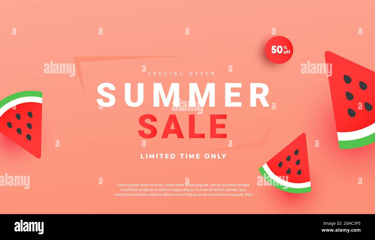 Summer sale vector illustration with ripe watermelon slices pattern ...