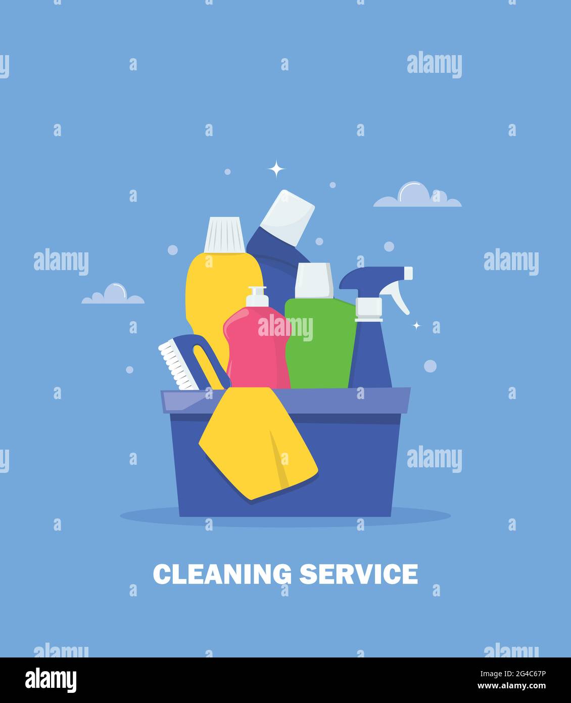 Cleaning service and household supplies. Design concept for web banner ...