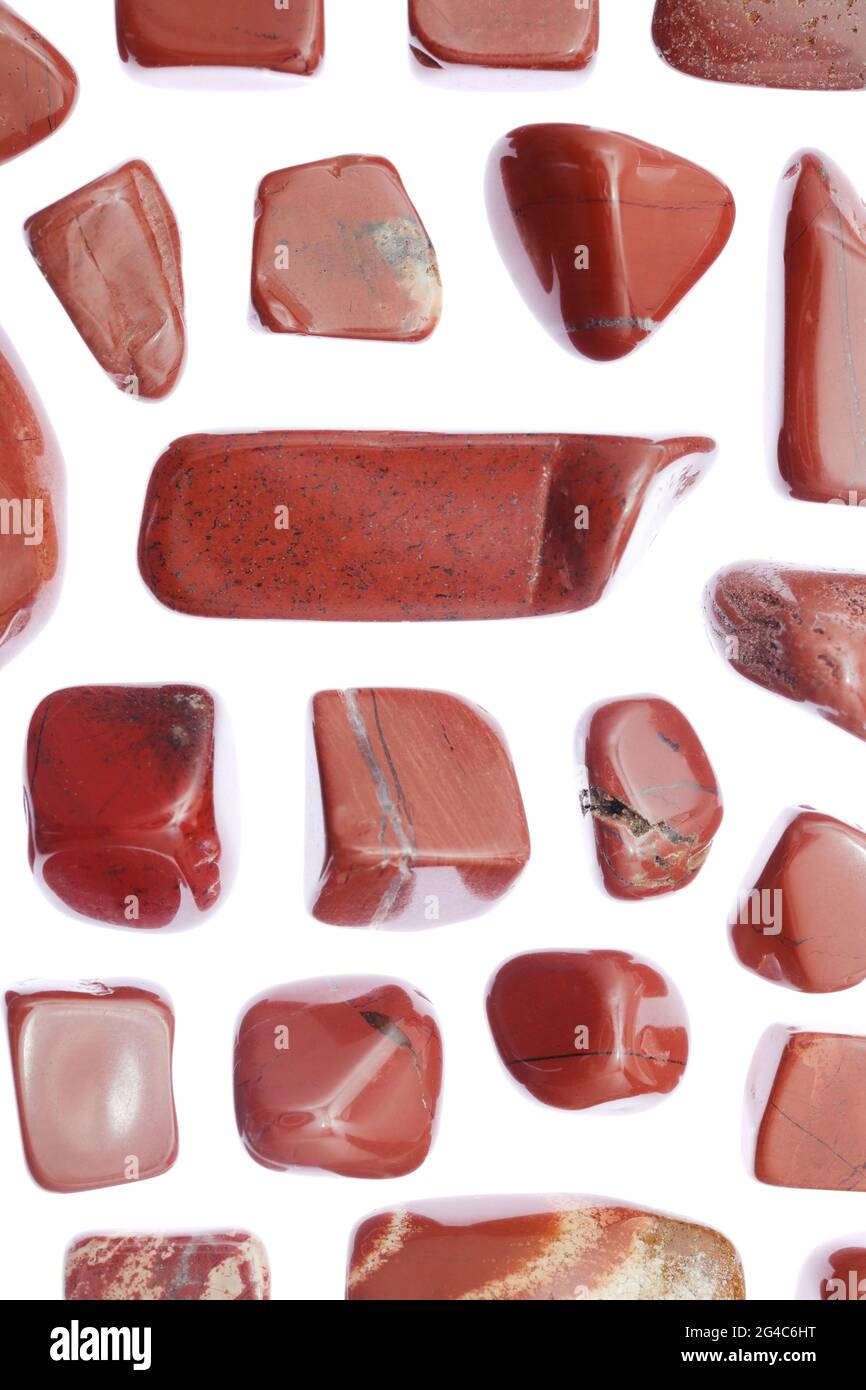 Red jasper rare jewel stones texture on white light isolated background ...