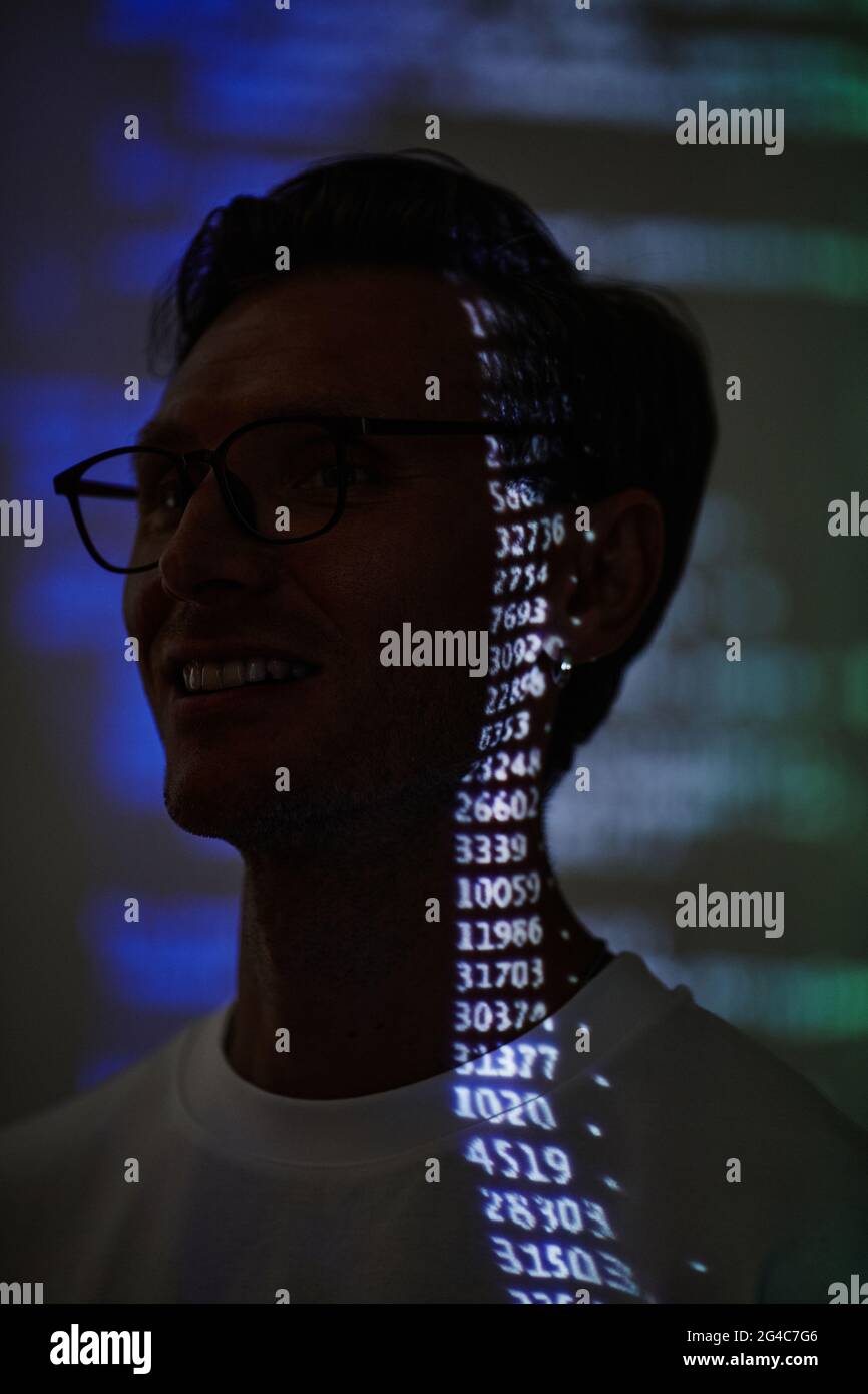 Reflected face on computer hi-res stock photography and images - Alamy
