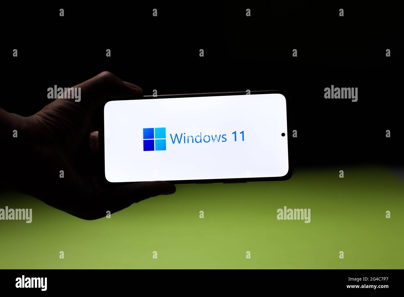 Windows 11 logo on laptop screen stock image Stock Photo - Alamy