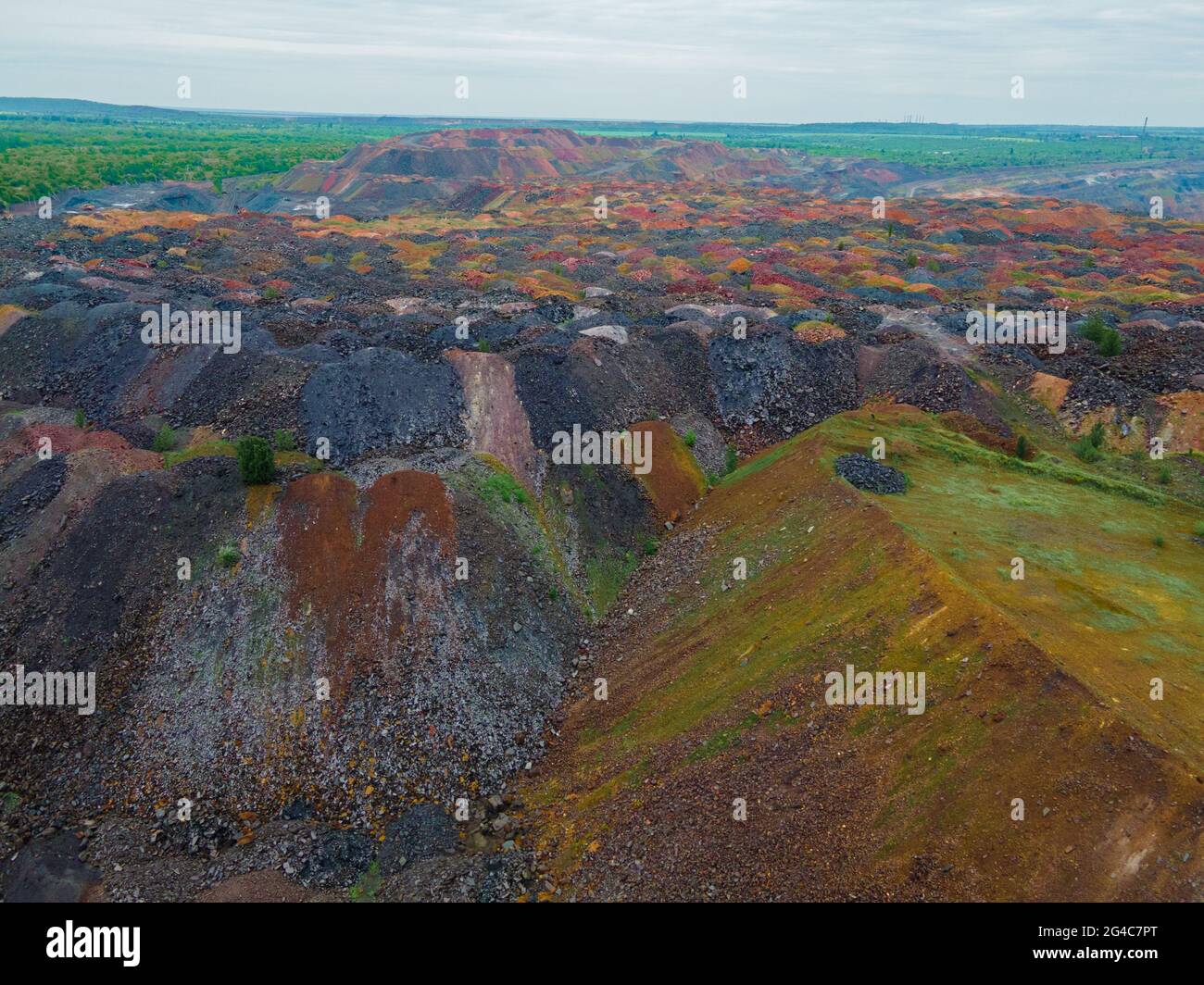 overhead top view of ore mine environment pollution Stock Photo - Alamy