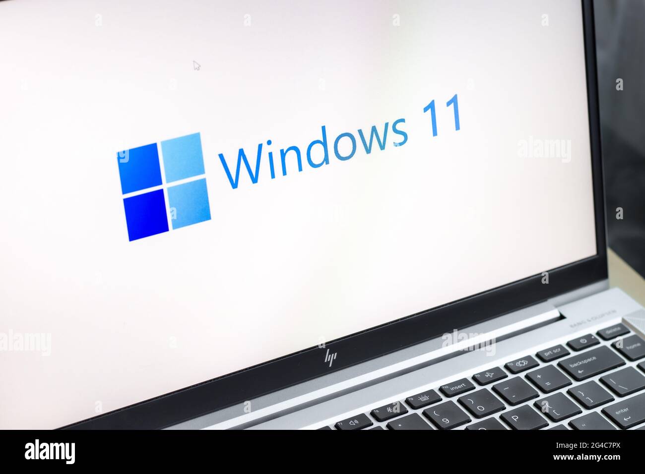 Windows 11 logo on laptop screen stock image Stock Photo - Alamy