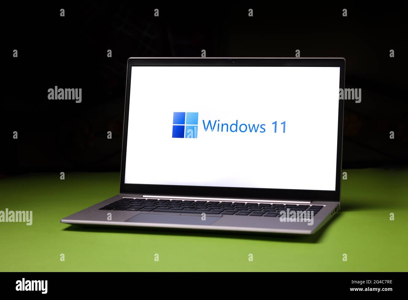 Windows 11 logo on laptop screen stock image Stock Photo - Alamy