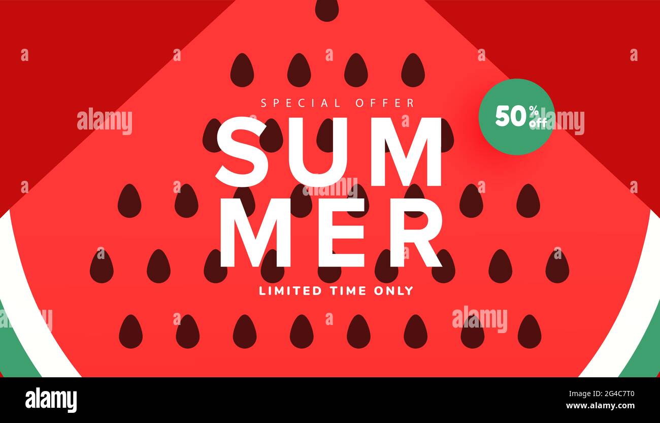 Vector watermelon background with black seeds. Season summer sale ...