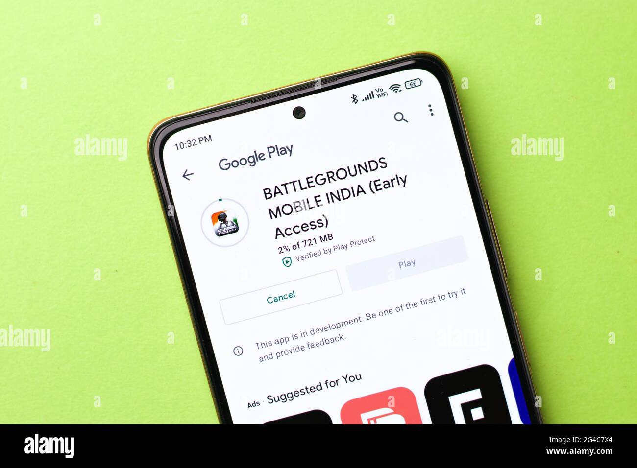 BATTLEGROUNDS MOBILE INDIA logo on phone screen stock image Stock Photo ...