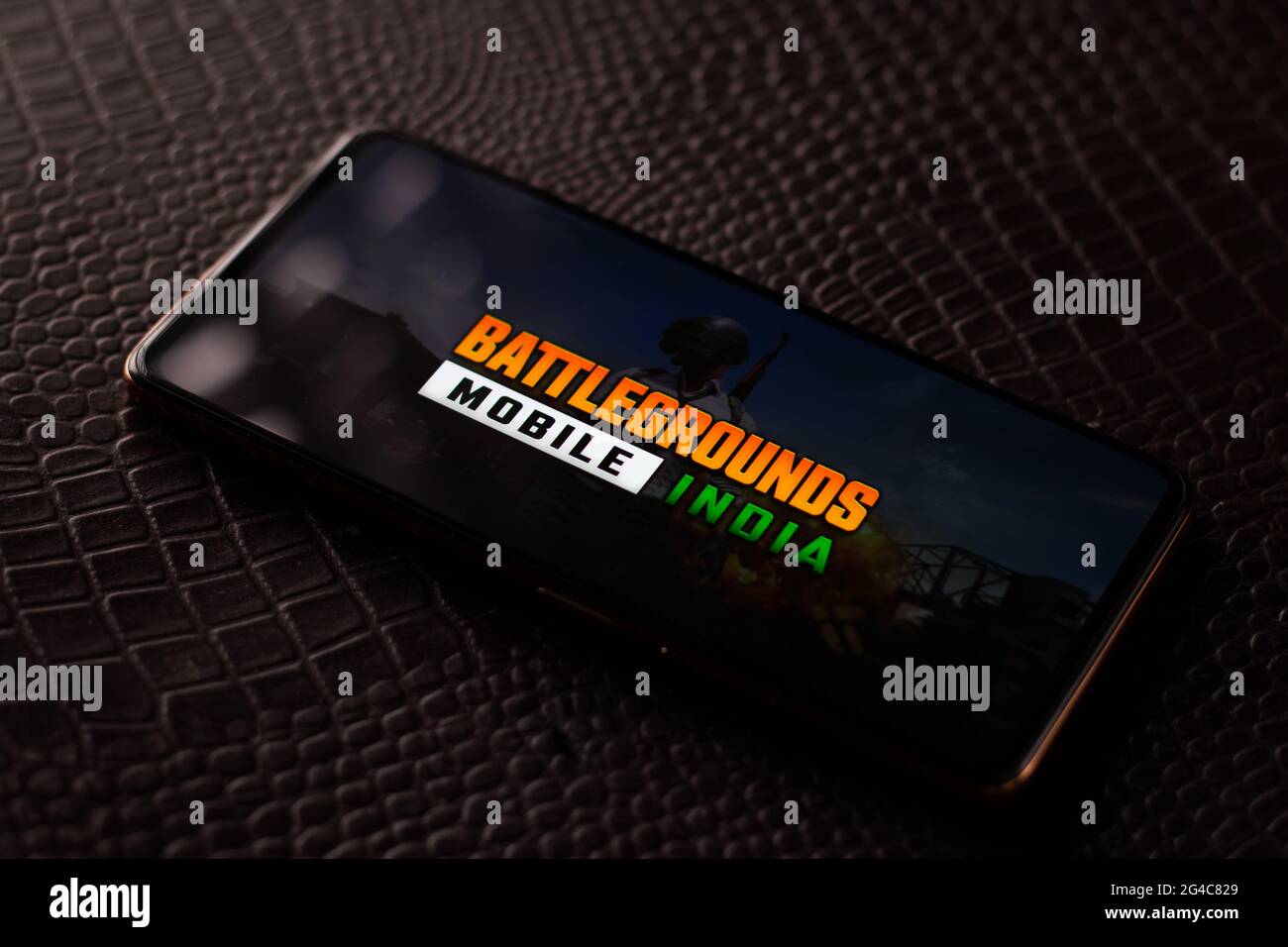 BATTLEGROUNDS MOBILE INDIA logo on phone screen stock image Stock Photo ...