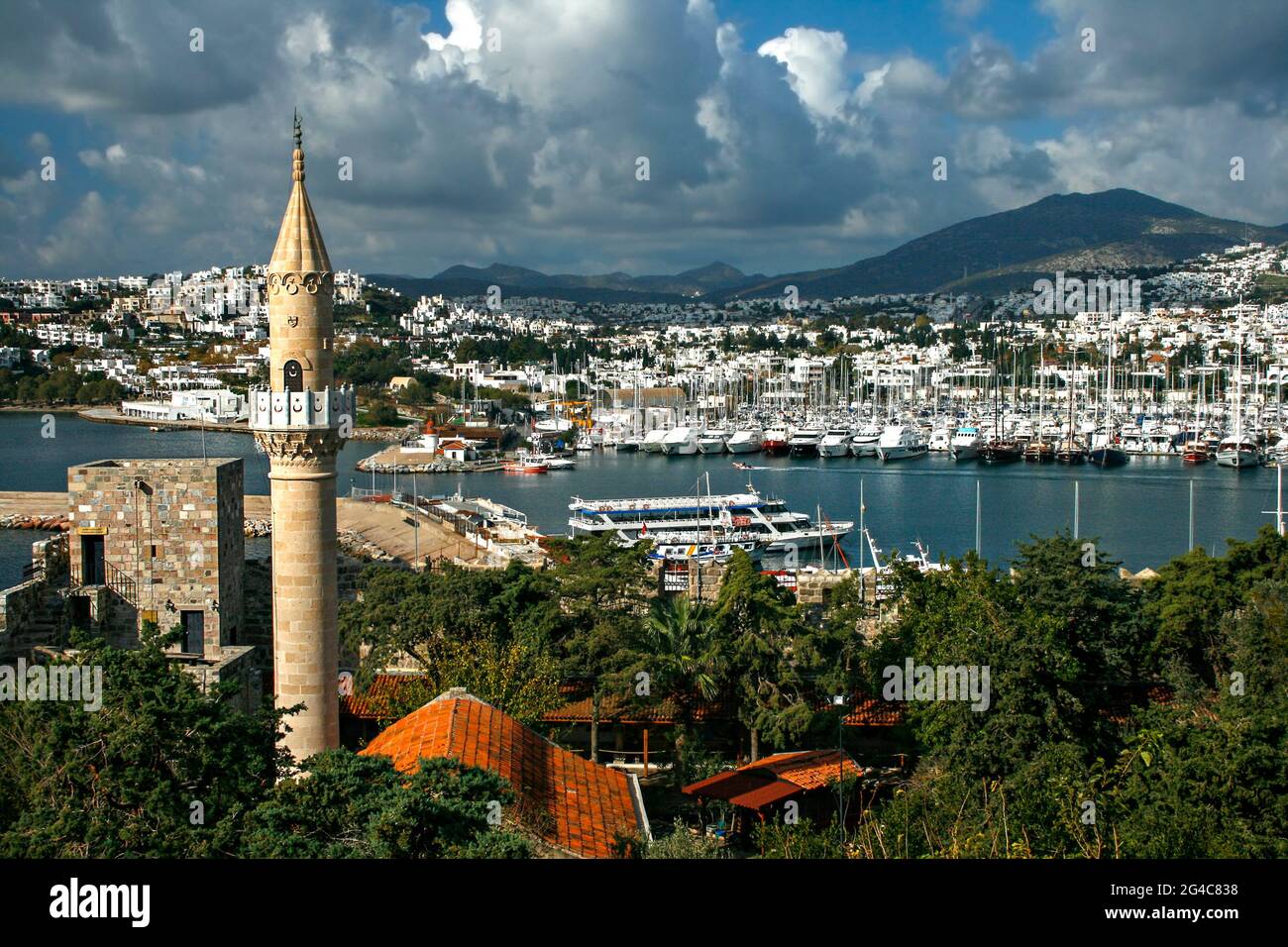 View over the resort town Bodrum on the Aegean Sea in Turkey Stock ...