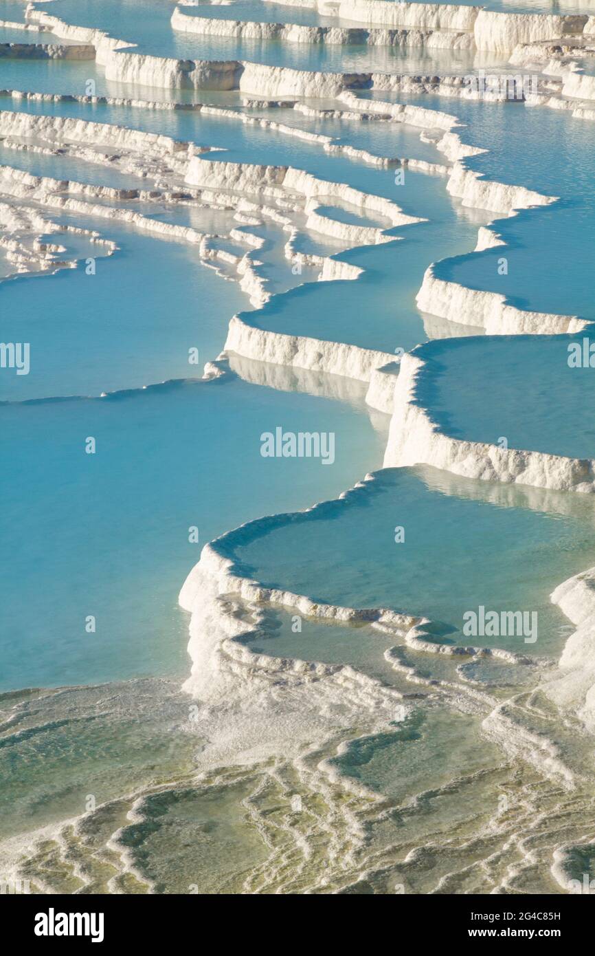 Natural travertine pools and terraces in Pamukkale, Turkey Stock Photo ...