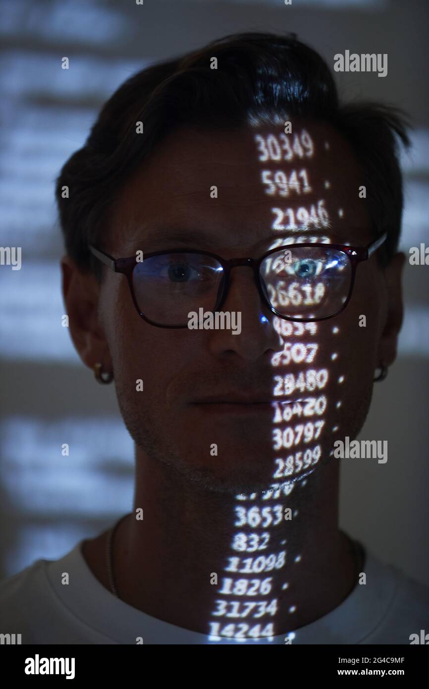 Close up face hacker programmer hi-res stock photography and images - Alamy