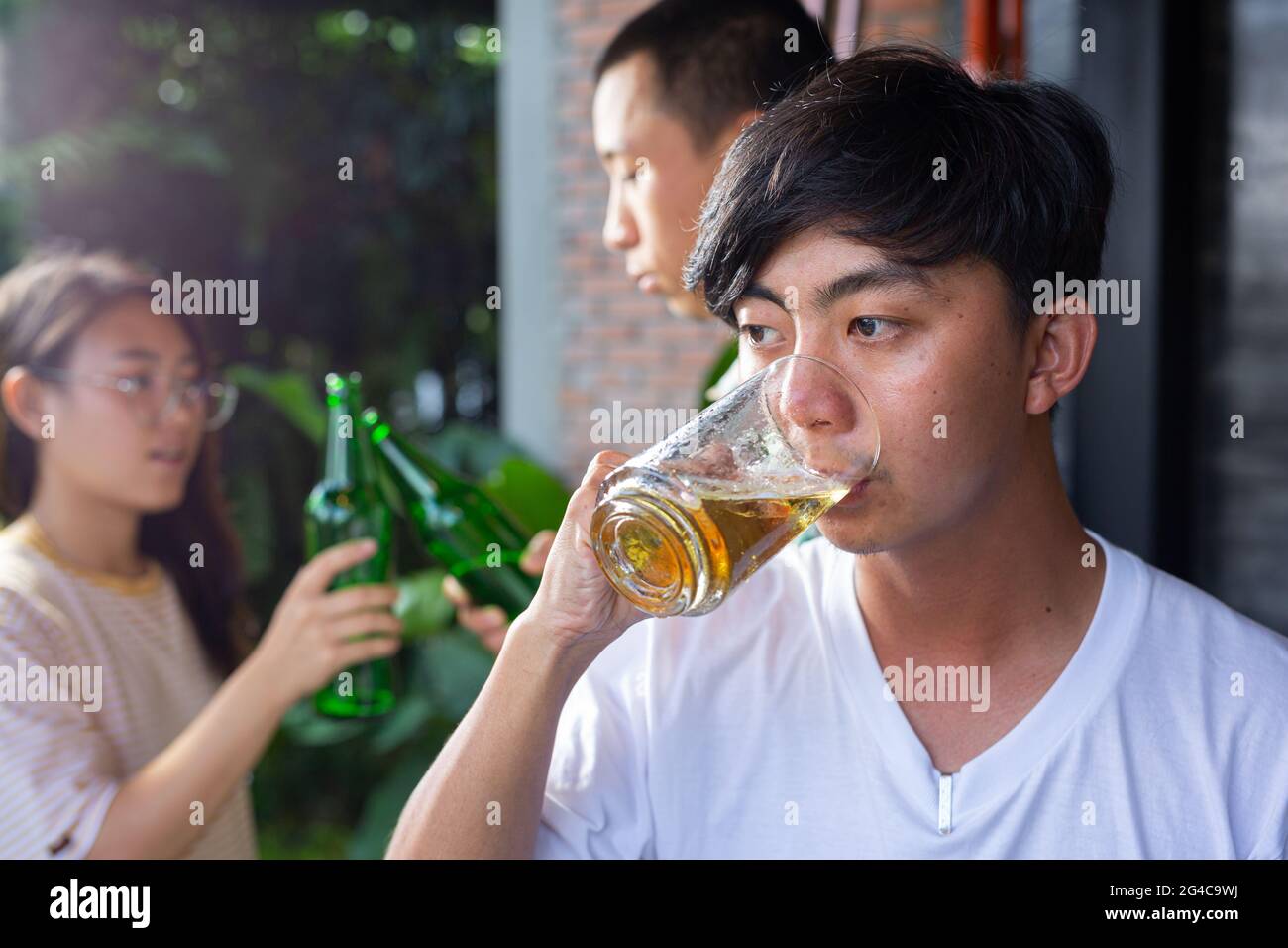 Beer party with friends at home, International Beer Day concept Stock ...