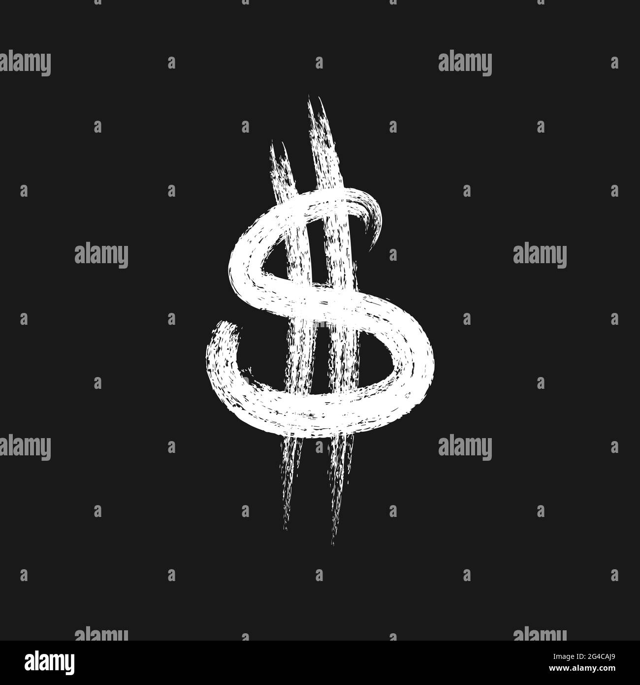 Dollar Sign symbol Icon vector using Chalk Style on Black Board script ...