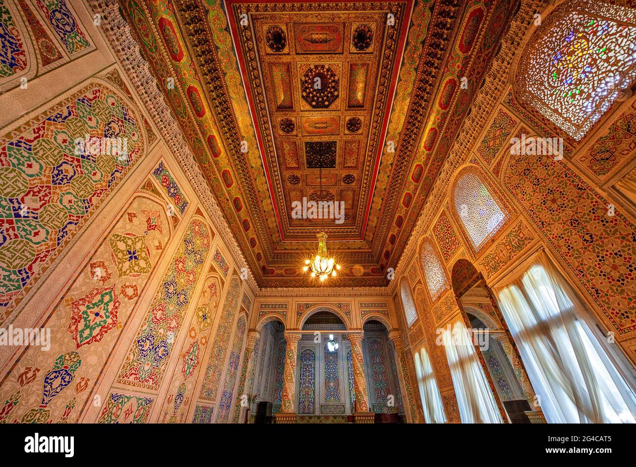 Interior of a historical synagogue inside the ancient residence of a ...