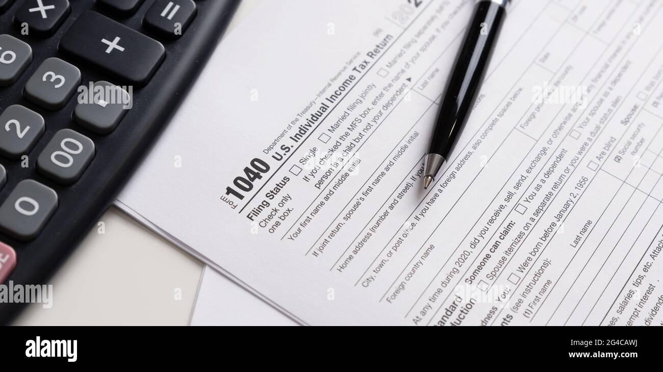 US Individual income tax return. US tax forms on desk Stock Photo - Alamy