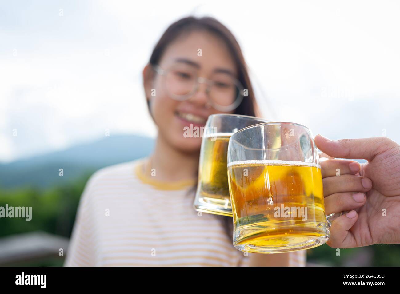Beer party with friends at home, International Beer Day concept Stock ...