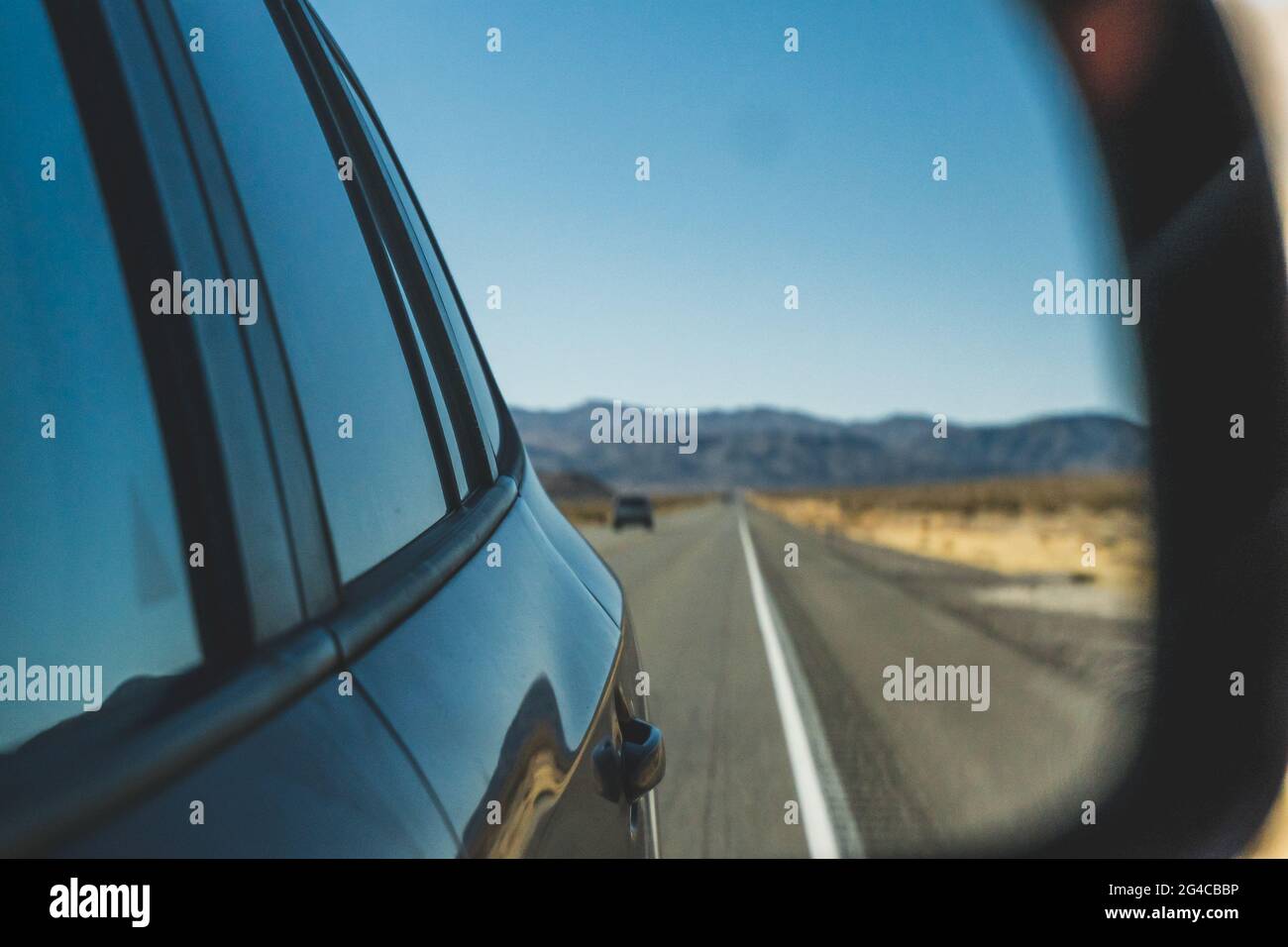 Landscape reflection side car mirror New Mexico Stock Photo - Alamy