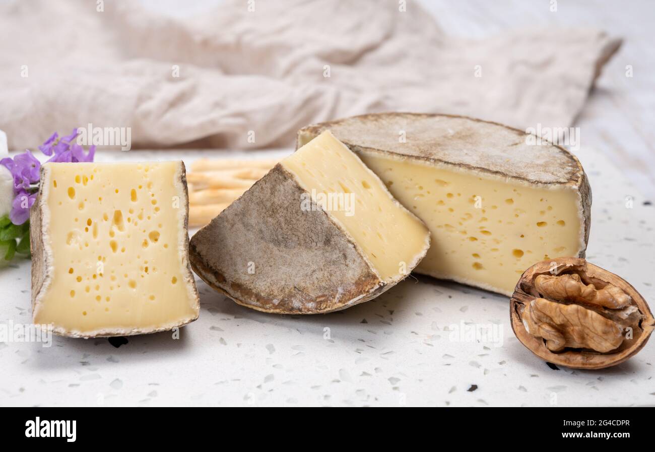 Cheese collection, matured cow cheese with mold tommette de savoie from ...