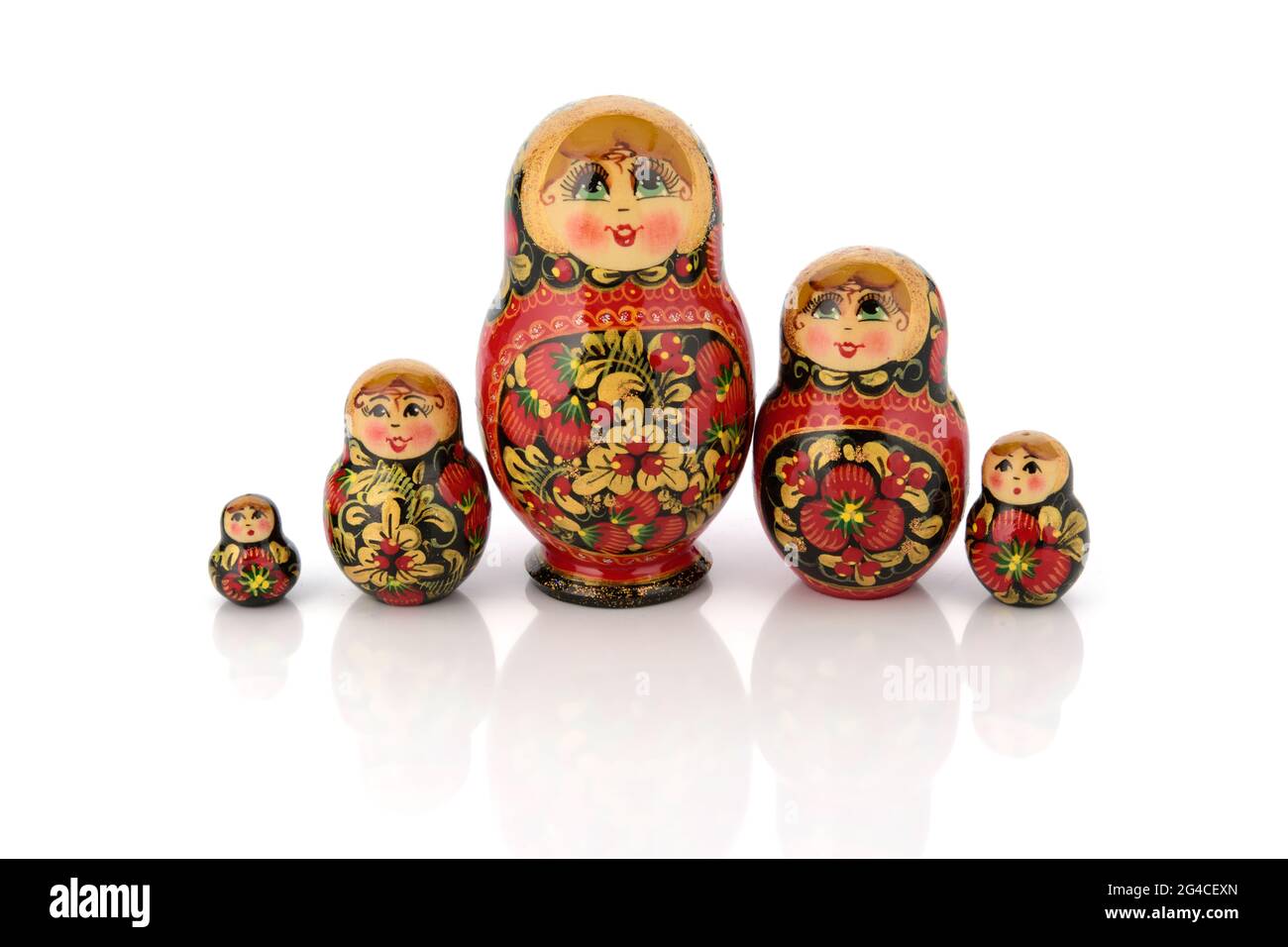 Matryoshka family set traditional wooden beautiful nested disassembled ...