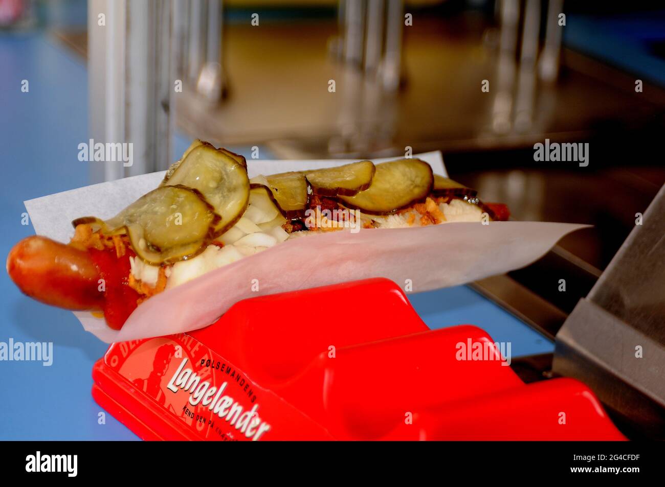 Copenhagen, Denmark. 20 June 2021, French hot dog most famous fast food ...