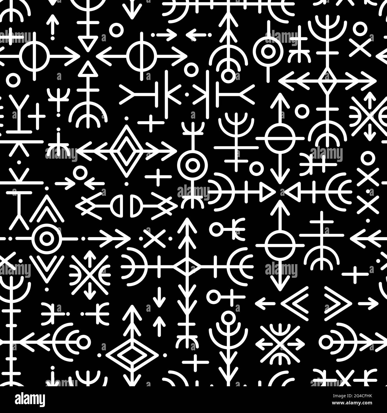 Ethnic Norwegian Icelandic seamless pattern. Runic talismans of the ...