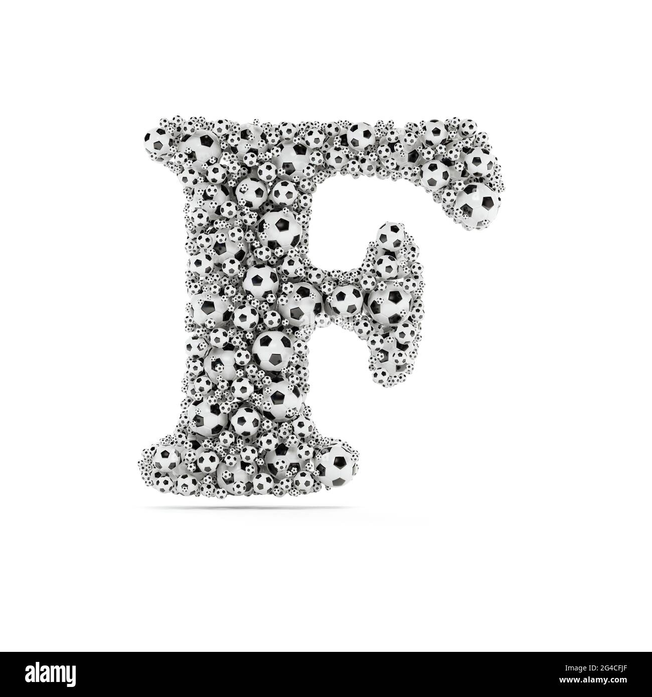 F letter with soccer football balls. Realistic 3d rendering ...