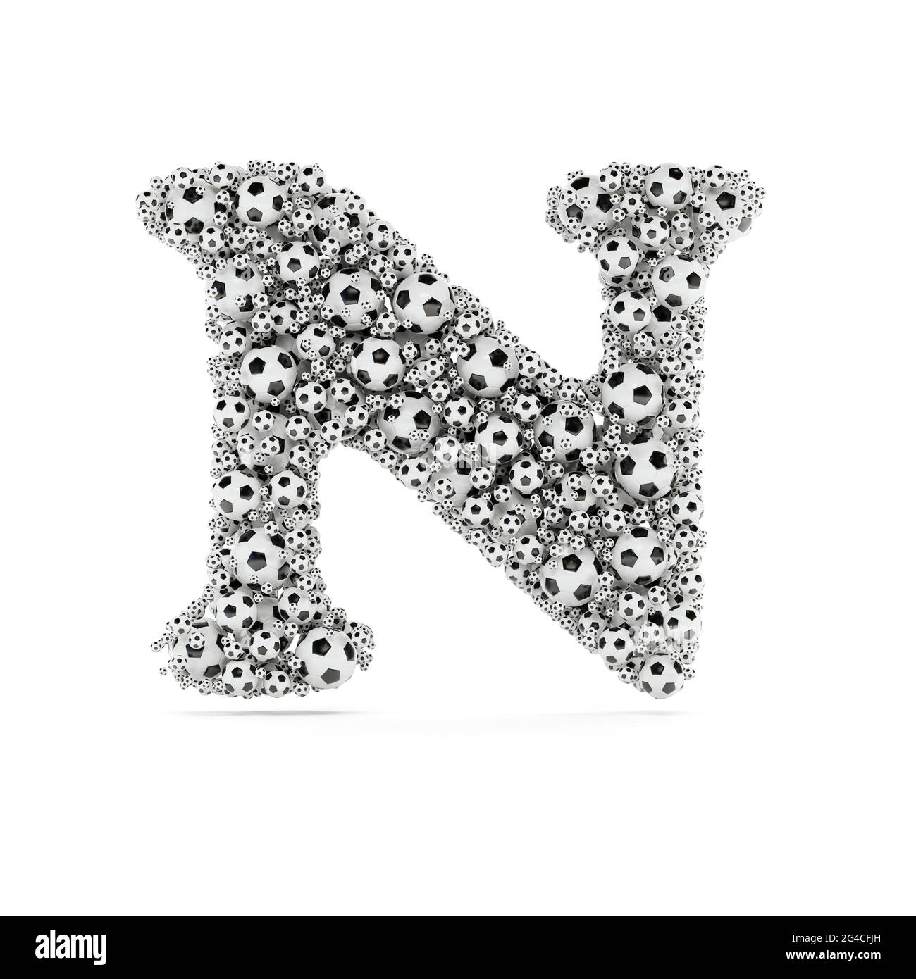 N letter with soccer football balls. Realistic 3d rendering ...