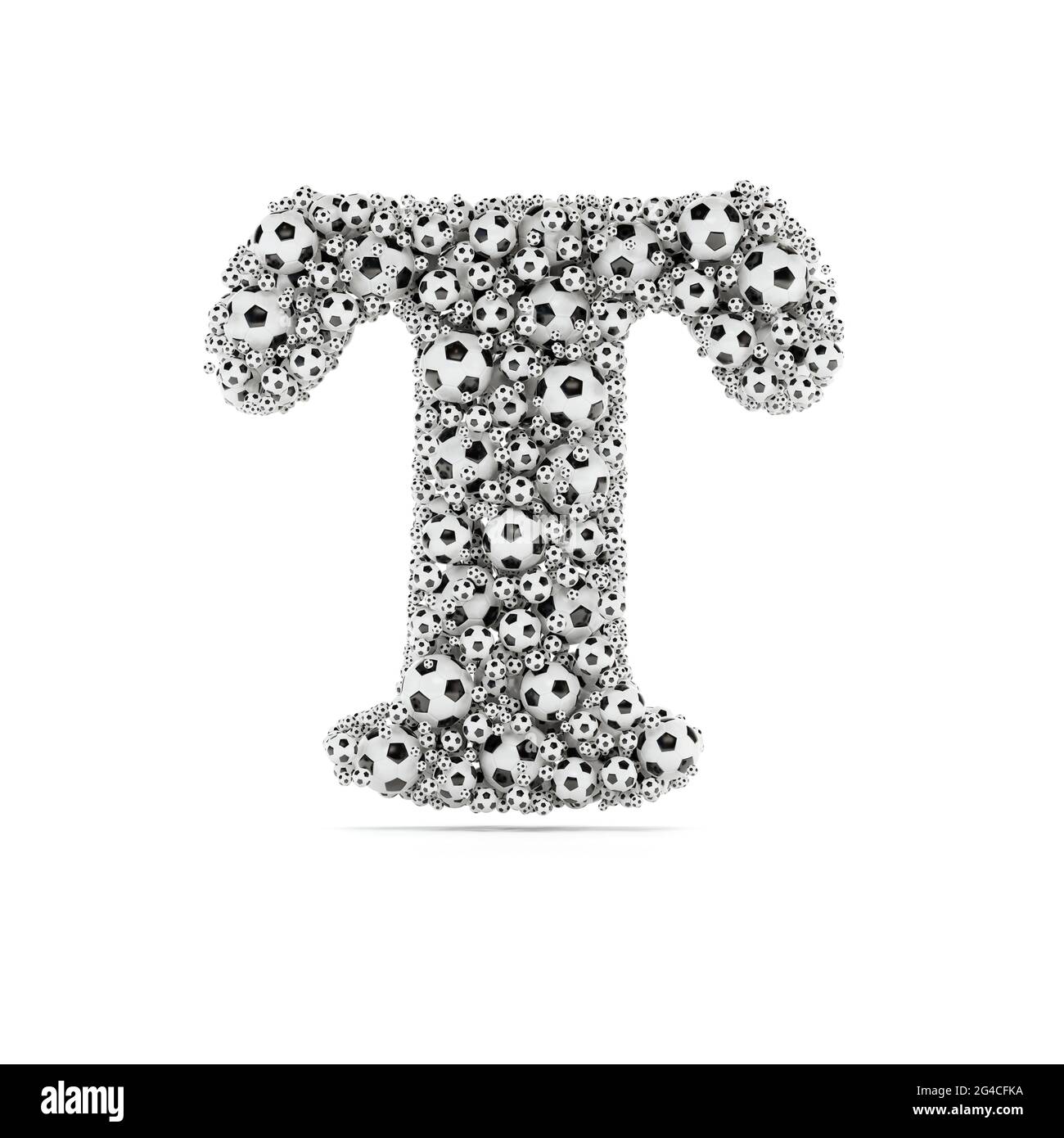 T letter with soccer football balls. Realistic 3d rendering ...