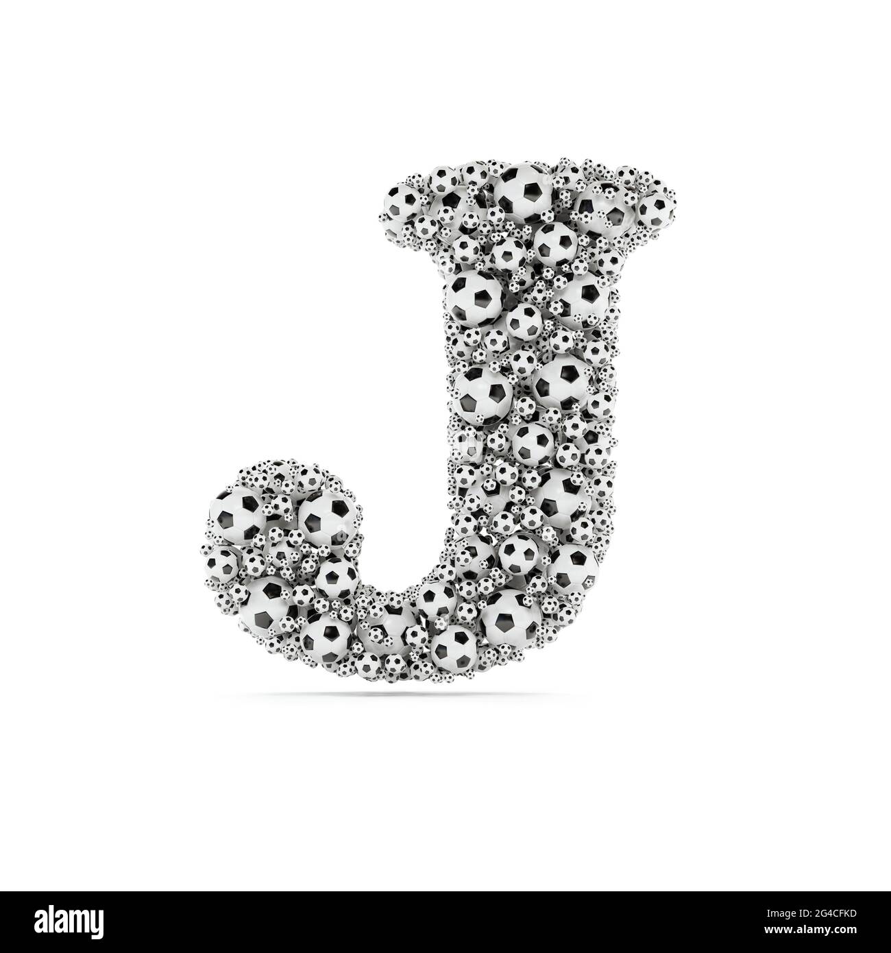 J letter with soccer football balls. Realistic 3d rendering ...