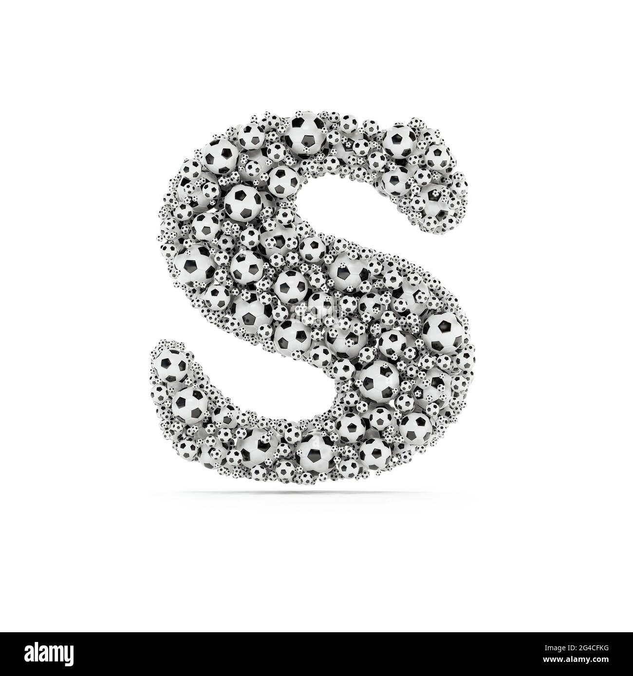 S letter with soccer football balls. Realistic 3d rendering ...