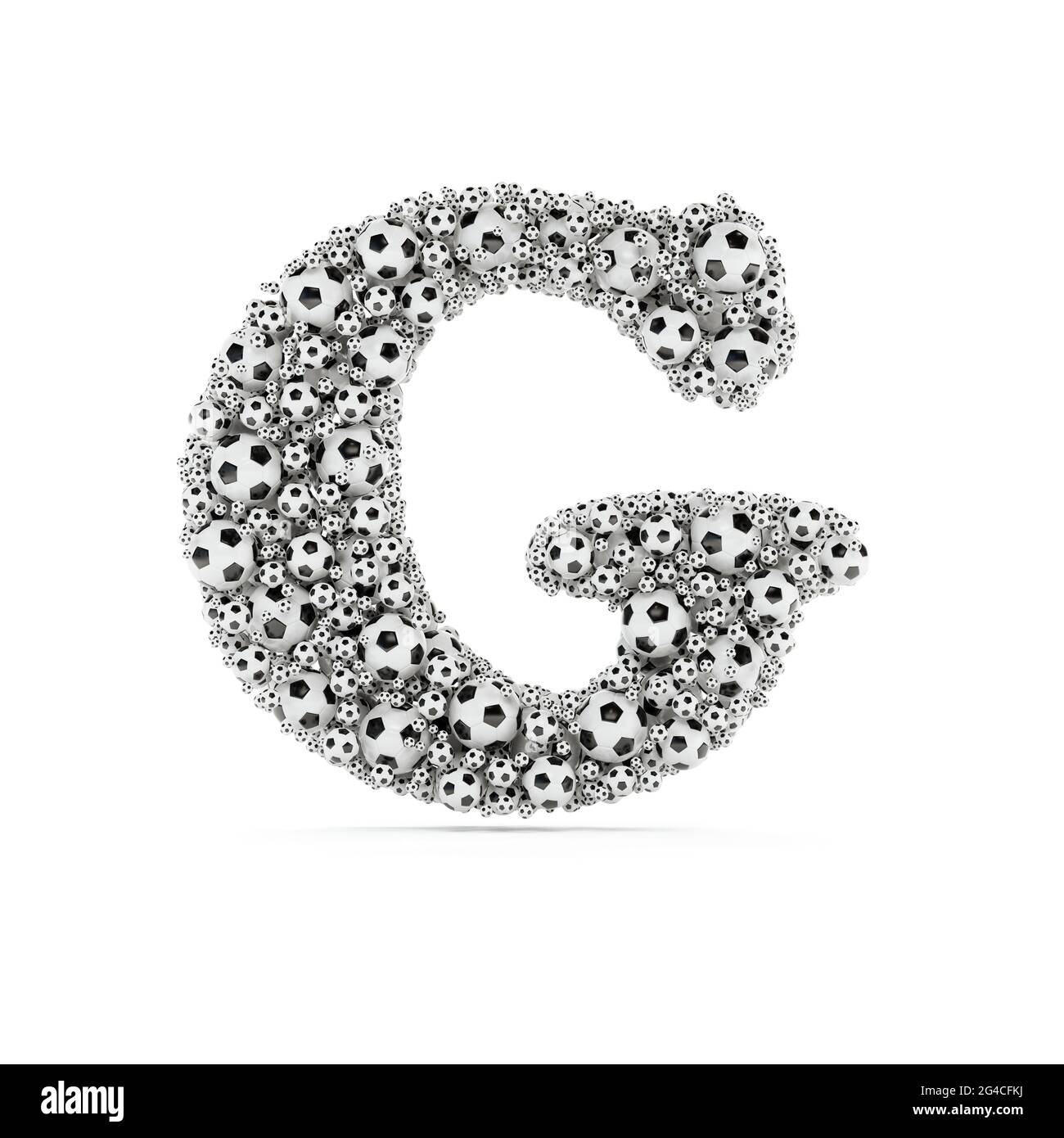 G letter with soccer football balls. Realistic 3d rendering ...