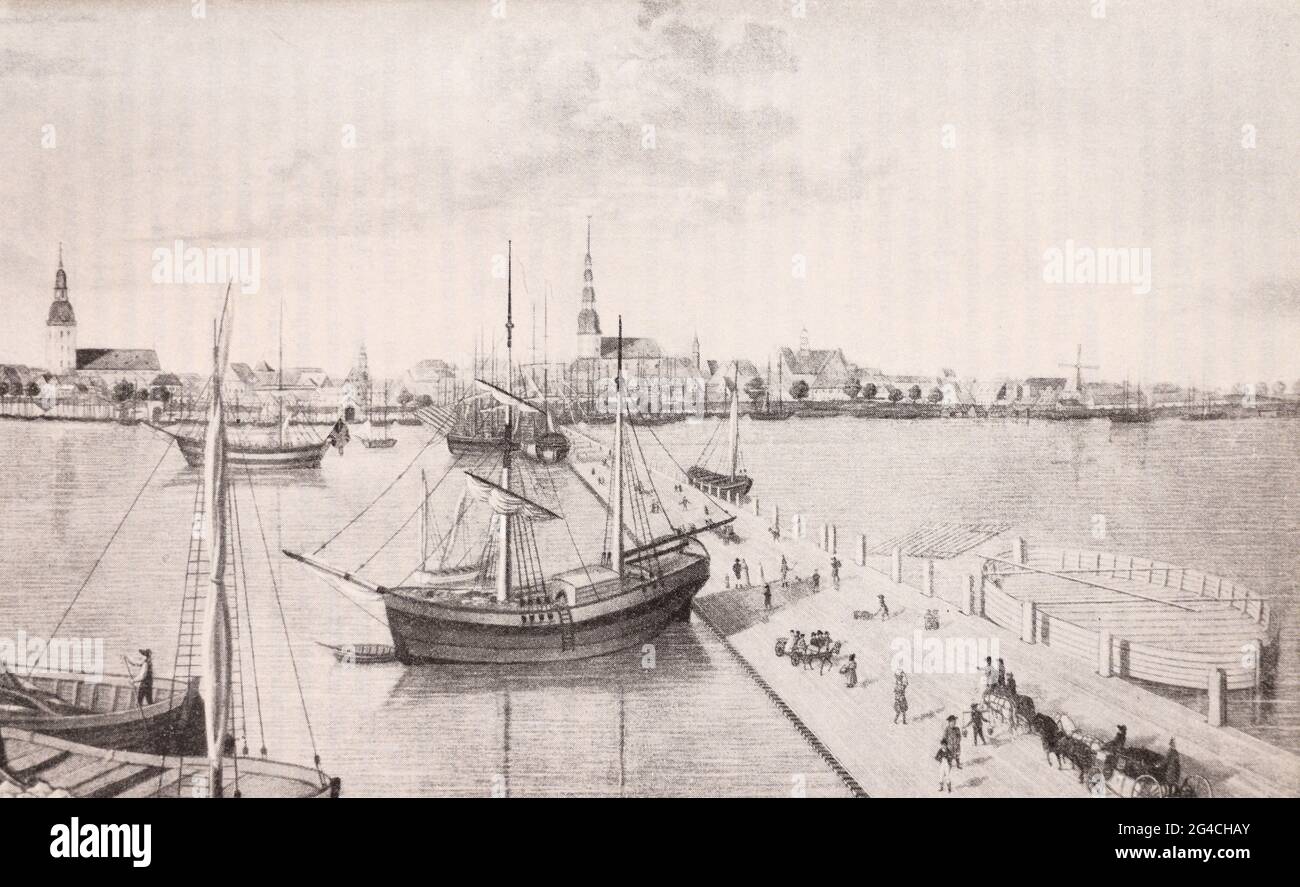 Riga. The painting of the 19th century Stock Photo - Alamy