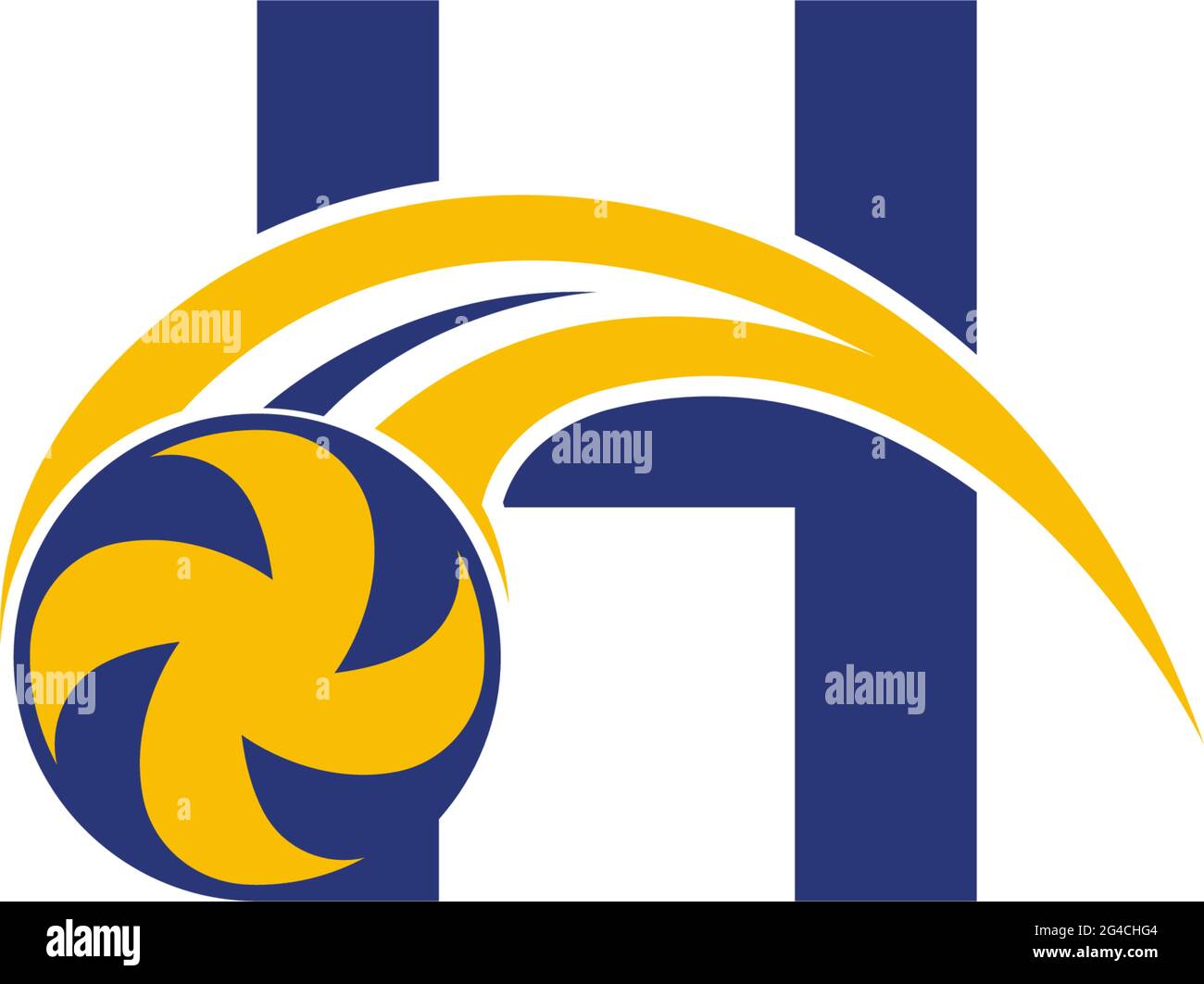 letter H with smashing volley ball icon logo design template ...
