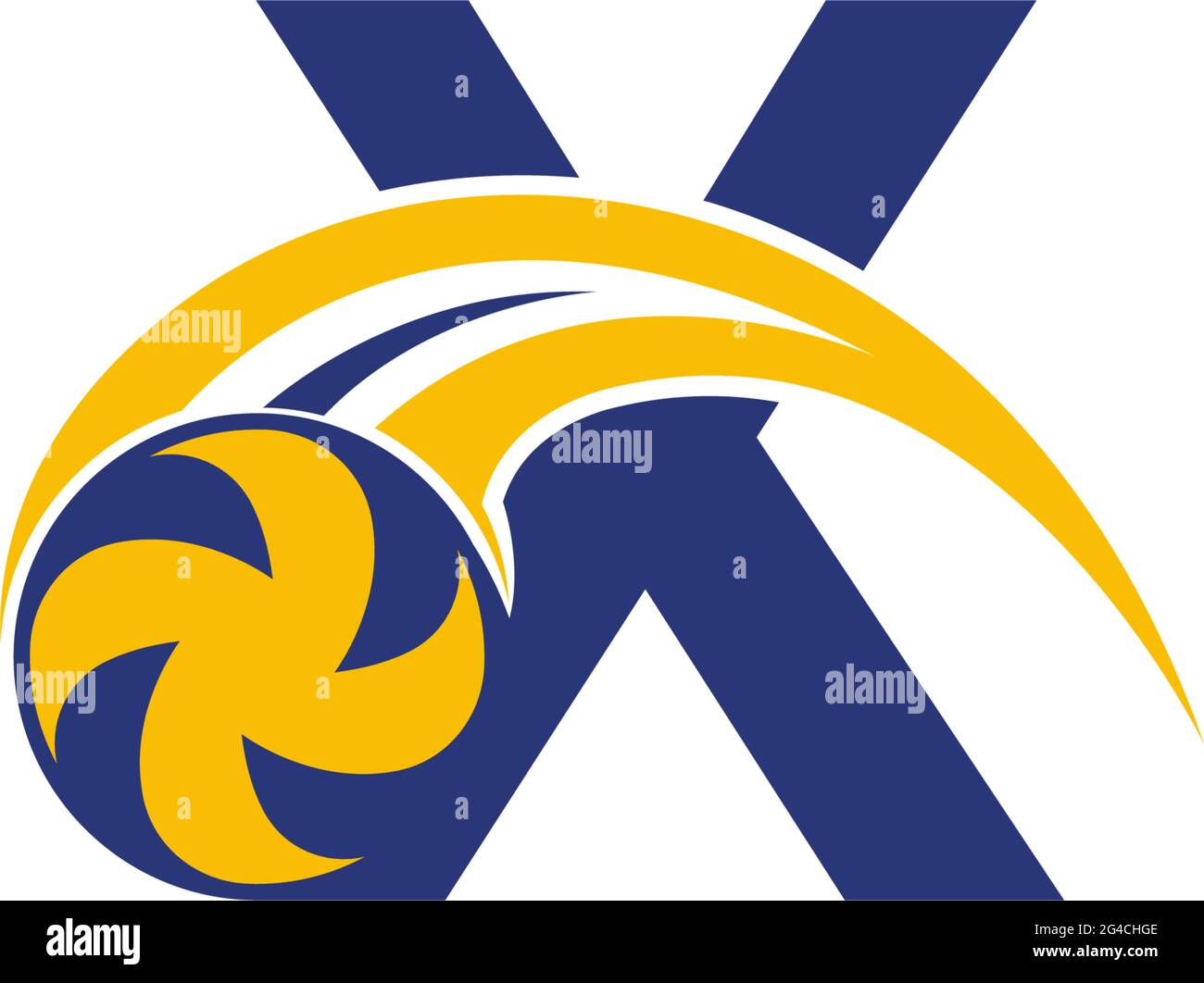 letter X with smashing volley ball icon logo design template ...