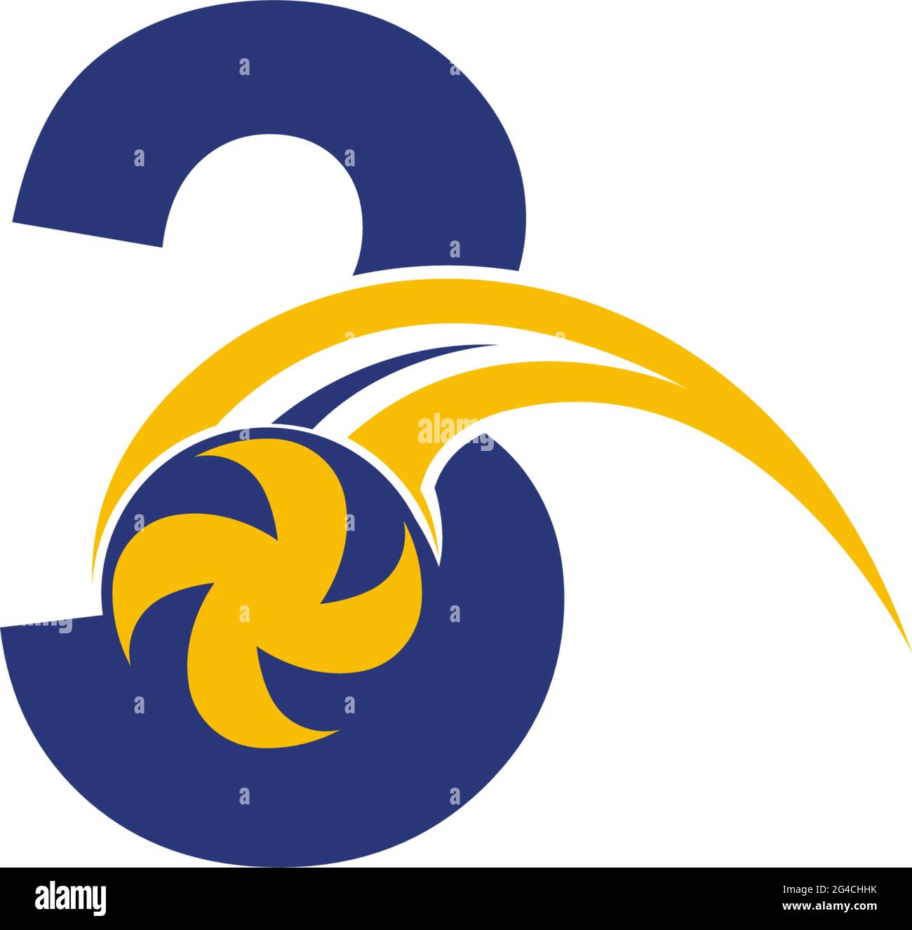 Number 3 with smashing volley ball icon logo design template ...