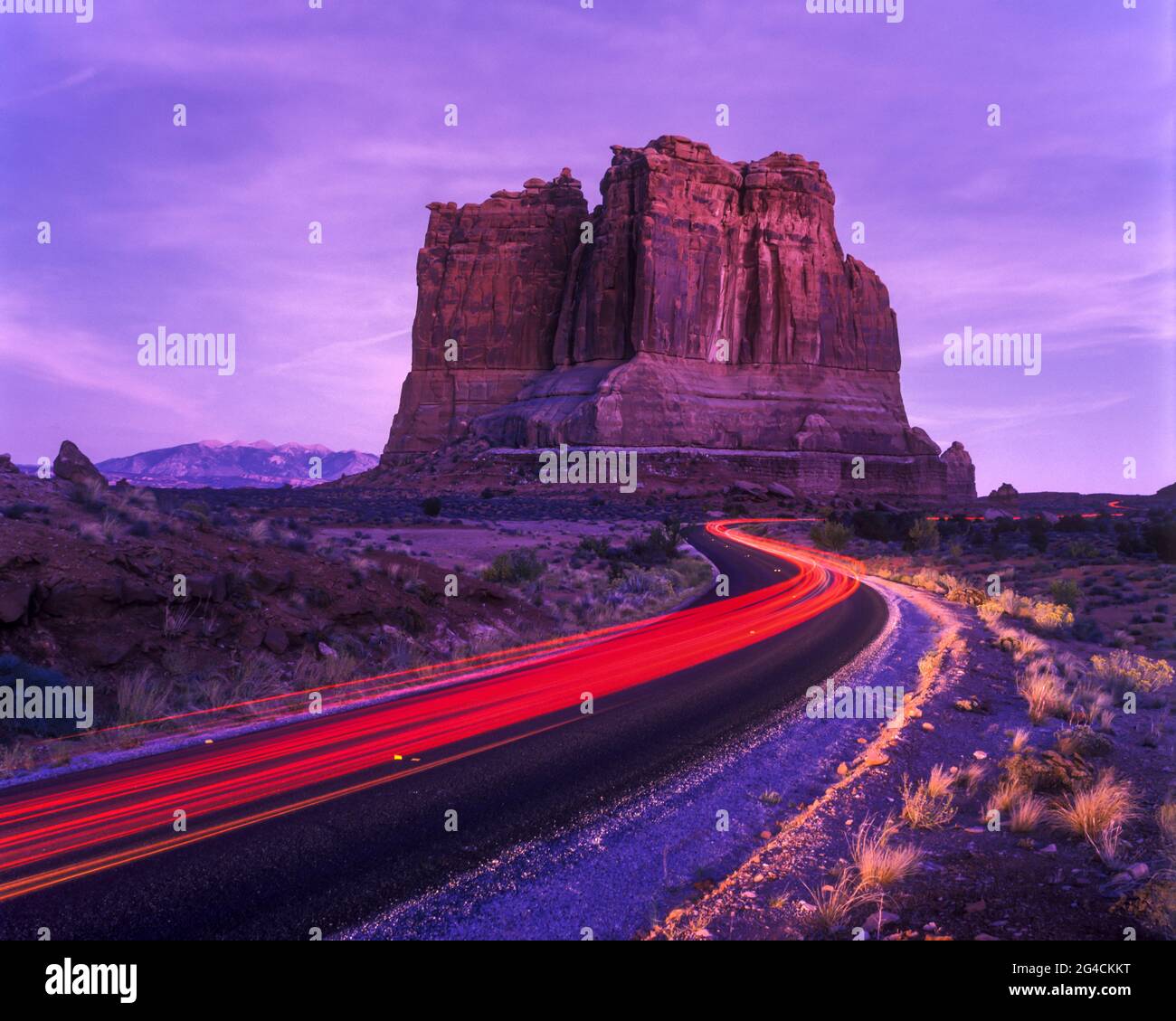 ROAD ORGAN BUTTE COURTHOUSE ROCKS ARCHES NATIONAL PARK UTAH USA Stock ...