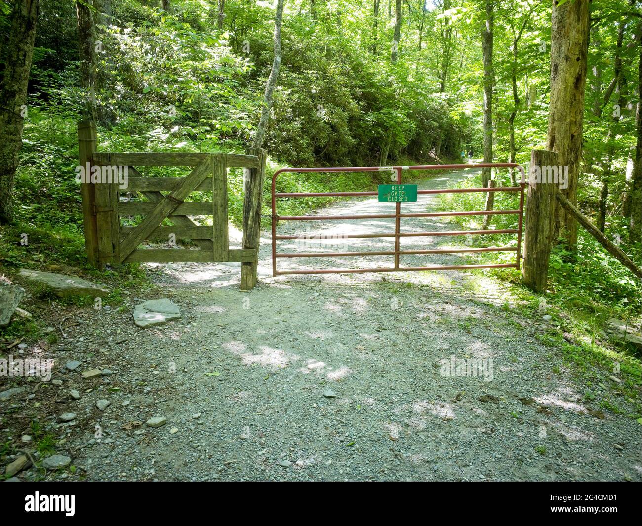 Blowing Rock, NC, USA - June 21, 2021: A gate system that allows people ...