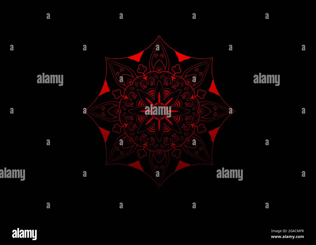 The red mandala with Viking symbols and runes on black background Stock ...
