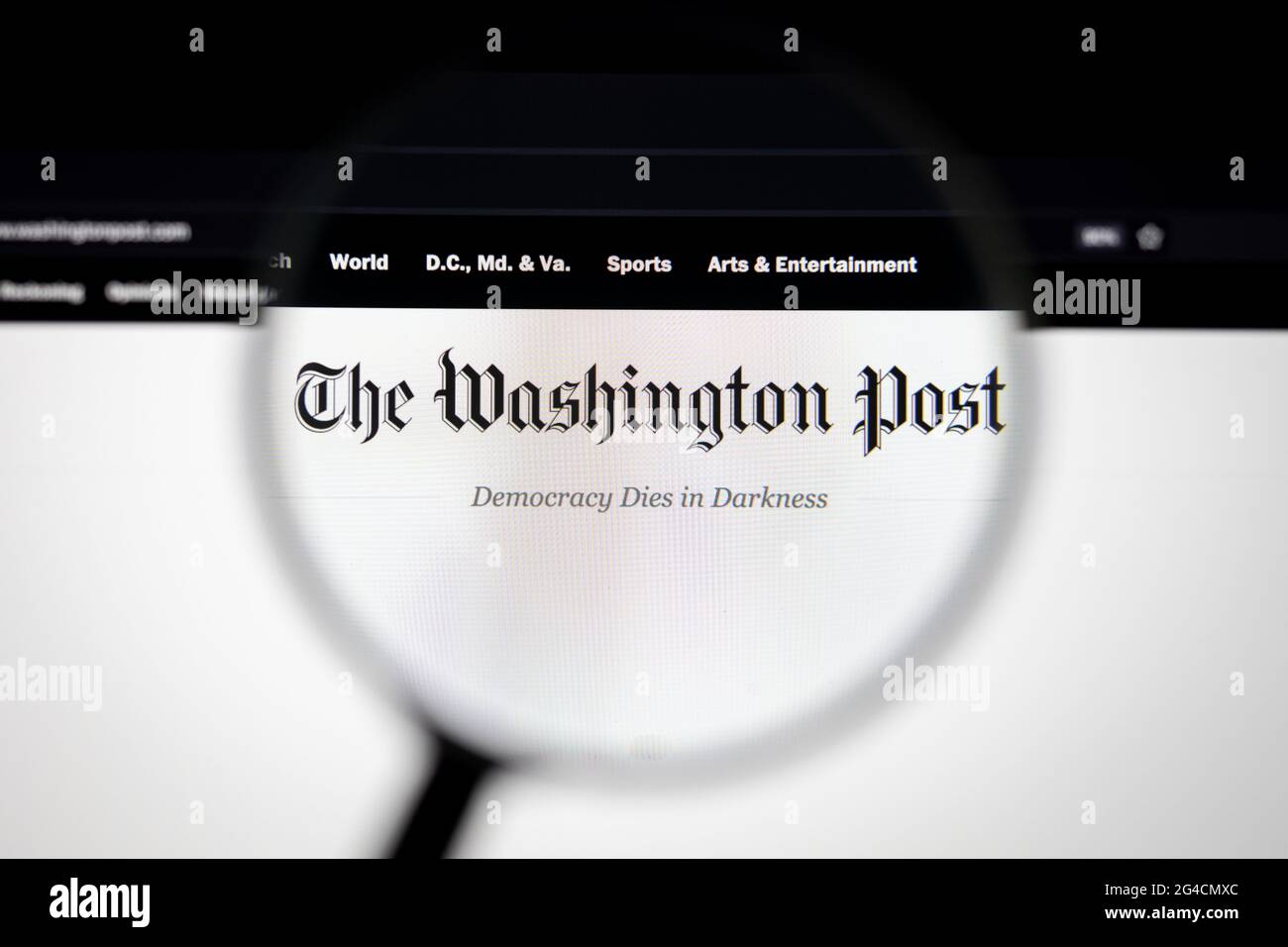 The Washington Post company logo on a website, seen on a computer ...