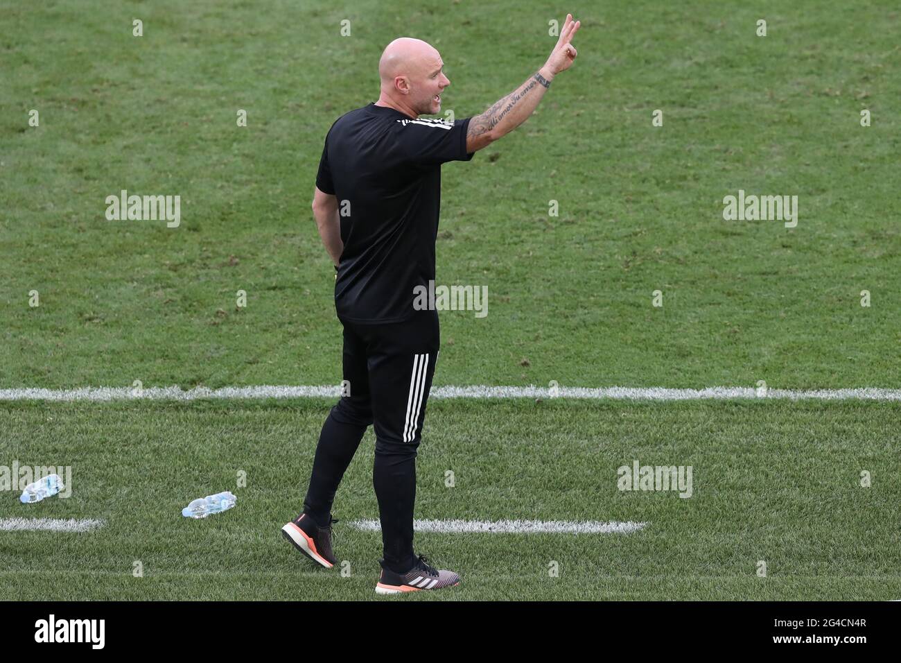 Rome, Italy, 20th June 2021. Robert Page head coach of Wales reacts ...
